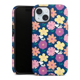 DeinDesign iPhone 15 Handy Panzer Handyh&uuml;lle robuste Outdoor H&uuml;lle Schutzh&uuml;lle matt Muster Snoopy Flowers Tough Case