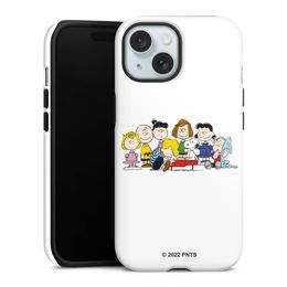 DeinDesign iPhone 15 Handy Panzer Handyh&uuml;lle robuste Outdoor H&uuml;lle Schutzh&uuml;lle matt Peanuts Kindheit Merchandise Tough Case