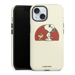DeinDesign iPhone 15 Handy Panzer Handyh&uuml;lle robuste Outdoor H&uuml;lle Schutzh&uuml;lle gl&auml;nzend Snoopy Official Licensed Product Kindheit Tough Case