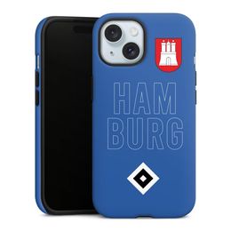 DeinDesign iPhone 15 Handy Panzer Handyh&uuml;lle robuste Outdoor H&uuml;lle Schutzh&uuml;lle matt Official Licensed Product Hamburg Hamburger Sv Tough Case