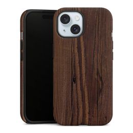 DeinDesign iPhone 15 Handy Panzer Handyh&uuml;lle robuste Outdoor H&uuml;lle Schutzh&uuml;lle matt Wooden Look Wood Nut Tree Tough Case