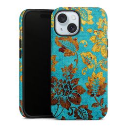 DeinDesign iPhone 15 Handy Panzer Handyh&uuml;lle robuste Outdoor H&uuml;lle Schutzh&uuml;lle matt Flowers Vintage Ornament Tough Case