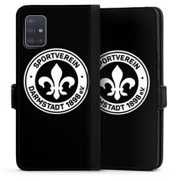 DeinDesign Galaxy A51 Handy Klapph&uuml;lle Handyh&uuml;lle aus Kunst Leder schwarz Flip Case Sv Darmstadt 98 Official Licensed Product Logo Sideflip mit Lasche
