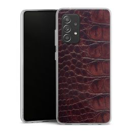 DeinDesign Galaxy A52 Handy Silikon H&uuml;lle Case transparent Handyh&uuml;lle Animal Print Crocodile Leather Silikon Case
