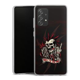 DeinDesign Galaxy A52s 5G Handy Silikon H&uuml;lle Case transparent Handyh&uuml;lle Totenkopf Music Rock Silikon Case