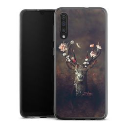 DeinDesign Galaxy A50 Handy Silikon H&uuml;lle Case transparent Handyh&uuml;lle Reindeer Flowers Rehe Silikon Case