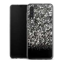 DeinDesign Galaxy A50 Handy Silikon H&uuml;lle Case transparent Handyh&uuml;lle Muster Snowflake Glitzer Silikon Case