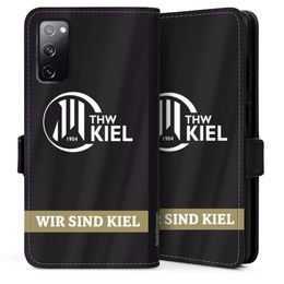 DeinDesign Galaxy S20 Handy Klapph&uuml;lle Handyh&uuml;lle aus Kunst Leder schwarz Flip Case Thw Kiel Handball Merchandise Sideflip mit Lasche