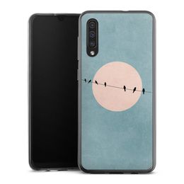DeinDesign Galaxy A50 Handy Silikon H&uuml;lle Case transparent Handyh&uuml;lle Bird Turquoise Moon Silikon Case
