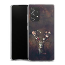 DeinDesign Galaxy A52s 5G Handy Silikon H&uuml;lle Case transparent Handyh&uuml;lle Flowers Reindeer Rehe Silikon Case