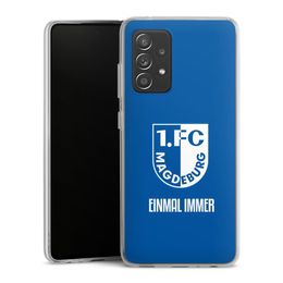 DeinDesign Galaxy A52s 5G Handy Silikon H&uuml;lle Case transparent Handyh&uuml;lle 1. Fc Magdeburg Official Licensed Product Coat Of Arms Silikon Case