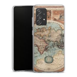 DeinDesign Galaxy A52s 5G Handy Silikon H&uuml;lle Case transparent Handyh&uuml;lle Vintage Map World Map Silikon Case