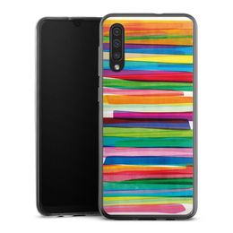 DeinDesign Galaxy A50 Handy Silikon H&uuml;lle Case transparent Handyh&uuml;lle Water Colour Stripes Colourful Silikon Case