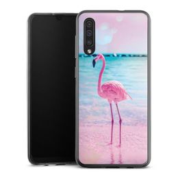 DeinDesign Galaxy A50 Handy Silikon H&uuml;lle Case transparent Handyh&uuml;lle Beach Tropical Flamingo Silikon Case
