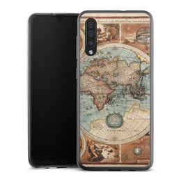 DeinDesign Galaxy A50 Handy Silikon H&uuml;lle Case transparent Handyh&uuml;lle Vintage Map World Map Silikon Case