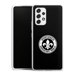 DeinDesign Galaxy A53 5G Handy Silikon H&uuml;lle Case wei&szlig; Handyh&uuml;lle Sv Darmstadt 98 Official Licensed Product Logo Silikon Case