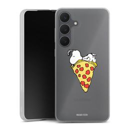 DeinDesign Galaxy S25 FE Handy Slim Case Silikon Handyh&uuml;lle transparent H&uuml;lle extra d&uuml;nn Peanuts Pizza Snoopy Silikon Slim Case