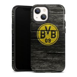 DeinDesign iPhone 13 Mini Handy Panzer Handyh&uuml;lle robuste Outdoor H&uuml;lle Schutzh&uuml;lle gl&auml;nzend Wooden Look Bvb Borussia Dortmund Tough Case