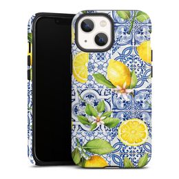 DeinDesign iPhone 13 Mini Handy Panzer Handyh&uuml;lle robuste Outdoor H&uuml;lle Schutzh&uuml;lle gl&auml;nzend Muster Greece Lemon Tough Case
