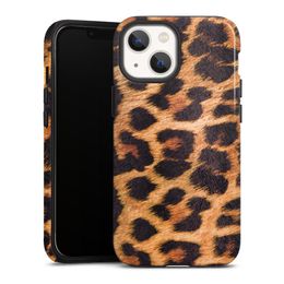 DeinDesign iPhone 13 Mini Handy Panzer Handyh&uuml;lle robuste Outdoor H&uuml;lle Schutzh&uuml;lle gl&auml;nzend Animal Print Leopard Fur Tough Case