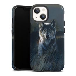 DeinDesign iPhone 13 Mini Handy Panzer Handyh&uuml;lle robuste Outdoor H&uuml;lle Schutzh&uuml;lle gl&auml;nzend Wolf Painting Nature Tough Case