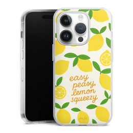 DeinDesign iPhone 14 Pro Handy Case Handyh&uuml;lle transparent H&uuml;lle Lemon Statement Spruch Hard Case