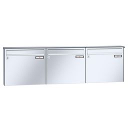 Renz Basic B Briefkastenanlage Aufputz in V4A Edelstahl 3-fach mit 2ten Namensschild