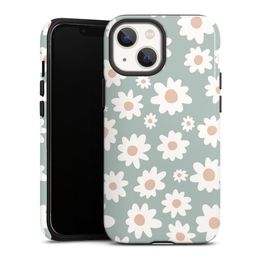 DeinDesign iPhone 13 Mini Handy Panzer Handyh&uuml;lle robuste Outdoor H&uuml;lle Schutzh&uuml;lle gl&auml;nzend Daisy Muster Flowers Tough Case