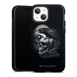 DeinDesign iPhone 13 Mini Handy Panzer Handyh&uuml;lle robuste Outdoor H&uuml;lle Schutzh&uuml;lle gl&auml;nzend Raven Skulls Skull Tough Case