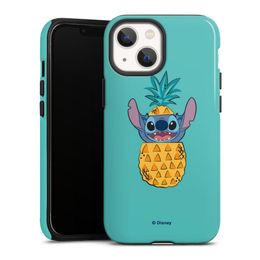 DeinDesign iPhone 13 Mini Handy Panzer Handyh&uuml;lle robuste Outdoor H&uuml;lle Schutzh&uuml;lle gl&auml;nzend Disney Lilo & Stitch Pineapple Tough Case