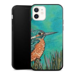 DeinDesign iPhone 12 Handy Slim Case extra d&uuml;nn Silikon Handyh&uuml;lle schwarz H&uuml;lle Painting Animals Bird Silikon Slim Case