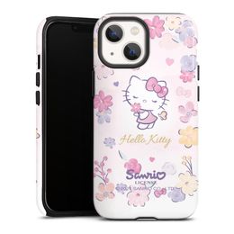 DeinDesign iPhone 13 Mini Handy Panzer Handyh&uuml;lle robuste Outdoor H&uuml;lle Schutzh&uuml;lle gl&auml;nzend Water Colour Hello Kitty Merchandise Tough Case