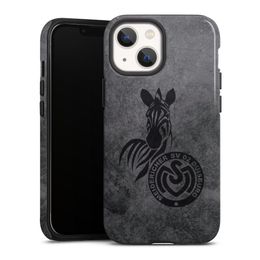 DeinDesign iPhone 13 Mini Handy Panzer Handyh&uuml;lle robuste Outdoor H&uuml;lle Schutzh&uuml;lle gl&auml;nzend Official Licensed Product Msv Duisburg Zebra Tough Case