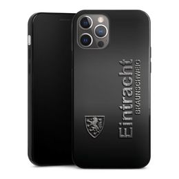 DeinDesign iPhone 12 Pro Handy Slim Case extra d&uuml;nn Silikon Handyh&uuml;lle schwarz H&uuml;lle Logo Eintracht Braunschweig Official Licensed Product Silikon Slim Case