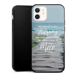 DeinDesign iPhone 12 Handy Slim Case extra d&uuml;nn Silikon Handyh&uuml;lle schwarz H&uuml;lle Statement Beach Spruch Silikon Slim Case