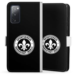 DeinDesign Galaxy S20 FE Handy Klapph&uuml;lle Handyh&uuml;lle aus Kunst Leder wei&szlig; Flip Case Sv Darmstadt 98 Official Licensed Product Logo Sideflip mit Lasche