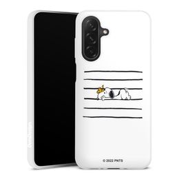 DeinDesign Galaxy A26 Handy Silikon H&uuml;lle Case wei&szlig; Handyh&uuml;lle Snoopy Dog Peanuts Silikon Case