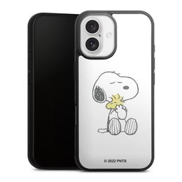 DeinDesign iPhone 16 Handy Gallery Case Handyh&uuml;lle 9H Geh&auml;rtetes Glas R&uuml;ckseite H&uuml;lle Snoopy Love Peanuts Gallery Case