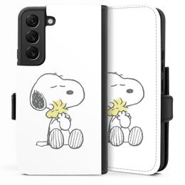 DeinDesign Galaxy S22 Handy Klapph&uuml;lle Handyh&uuml;lle aus Kunst Leder schwarz Flip Case Snoopy Love Peanuts Sideflip mit langer Lasche