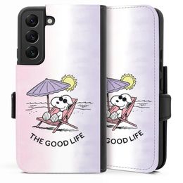DeinDesign Galaxy S22 Handy Klapph&uuml;lle Handyh&uuml;lle aus Kunst Leder schwarz Flip Case Snoopy Official Licensed Product Peanuts Sideflip mit langer Lasche