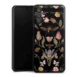 DeinDesign Galaxy A32 5G Handy Silikon H&uuml;lle Case schwarz Handyh&uuml;lle Bee Blossom Flower Wreath