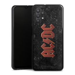 DeinDesign Galaxy A32 5G Handy Silikon H&uuml;lle Case schwarz Handyh&uuml;lle Acdc Logo Merchandise