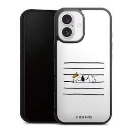 DeinDesign iPhone 16 Handy Gallery Case Handyh&uuml;lle 9H Geh&auml;rtetes Glas R&uuml;ckseite H&uuml;lle Snoopy Dog Peanuts Gallery Case