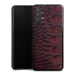 DeinDesign Galaxy A32 5G Handy Silikon H&uuml;lle Case schwarz Handyh&uuml;lle Animal Print Crocodile Leather