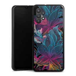 DeinDesign Galaxy A32 5G Handy Silikon H&uuml;lle Case schwarz Handyh&uuml;lle Colourful Neon Flowers