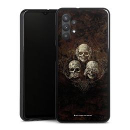 DeinDesign Galaxy A32 5G Handy Silikon H&uuml;lle Case schwarz Handyh&uuml;lle Gothic Skulls Art