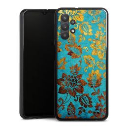 DeinDesign Galaxy A32 5G Handy Silikon H&uuml;lle Case schwarz Handyh&uuml;lle Flowers Ornament Vintage