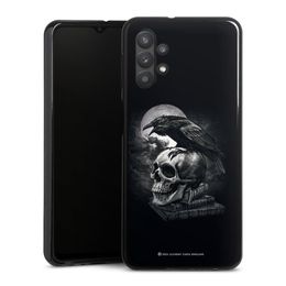DeinDesign Galaxy A32 5G Handy Silikon H&uuml;lle Case schwarz Handyh&uuml;lle Skull Raven Skulls
