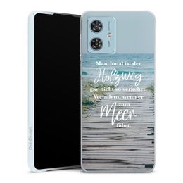 DeinDesign Motorola Moto G54 5G Handy Silikon H&uuml;lle Case transparent Handyh&uuml;lle Statement Beach Spruch Silikon Case