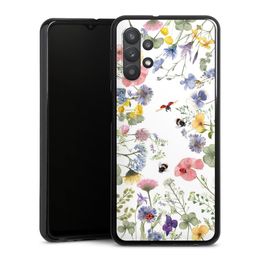 DeinDesign Galaxy A32 5G Handy Silikon H&uuml;lle Case schwarz Handyh&uuml;lle Muster Flowers Bee